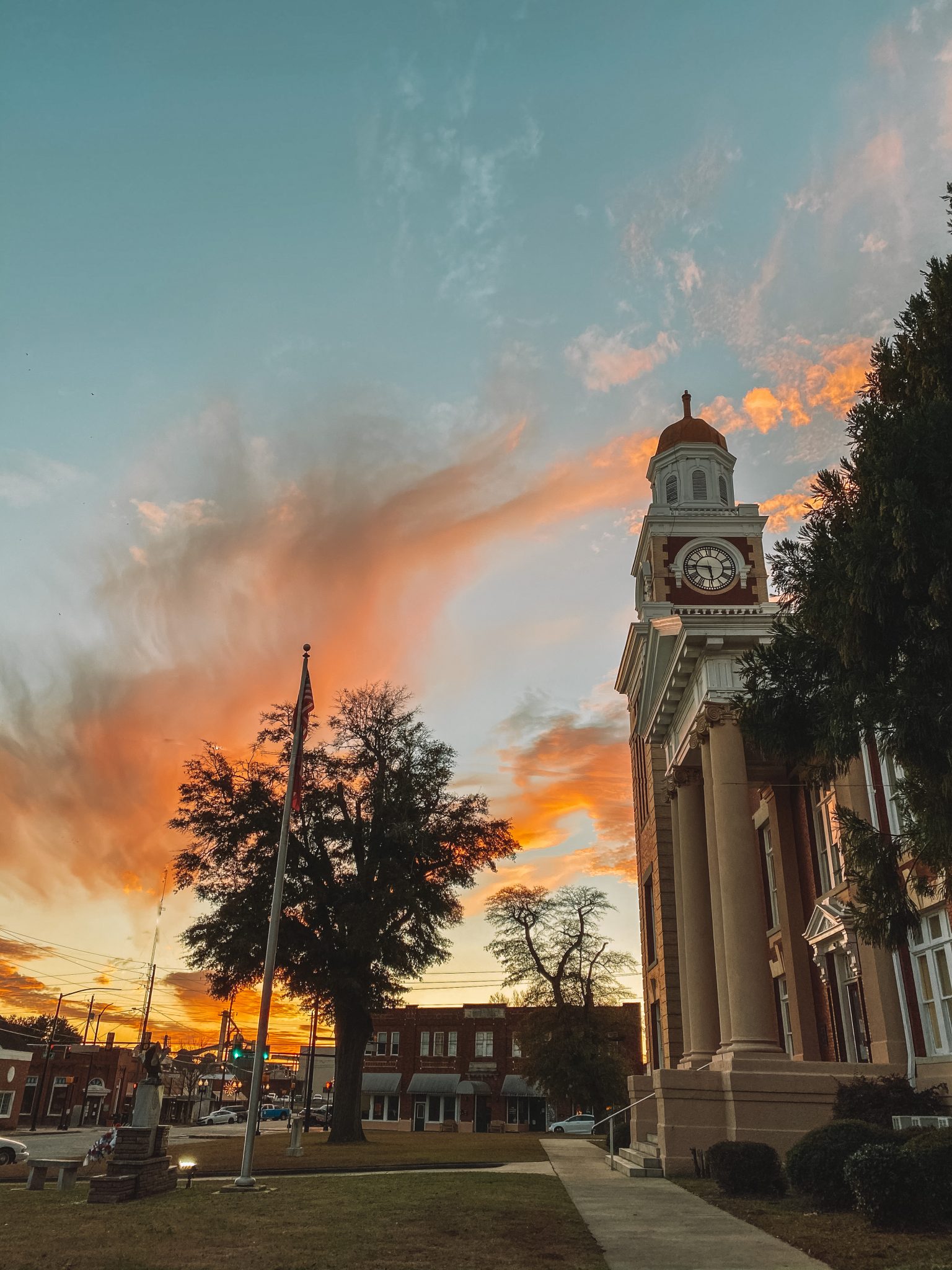Sycamore Water Tower Silhouette Sunset